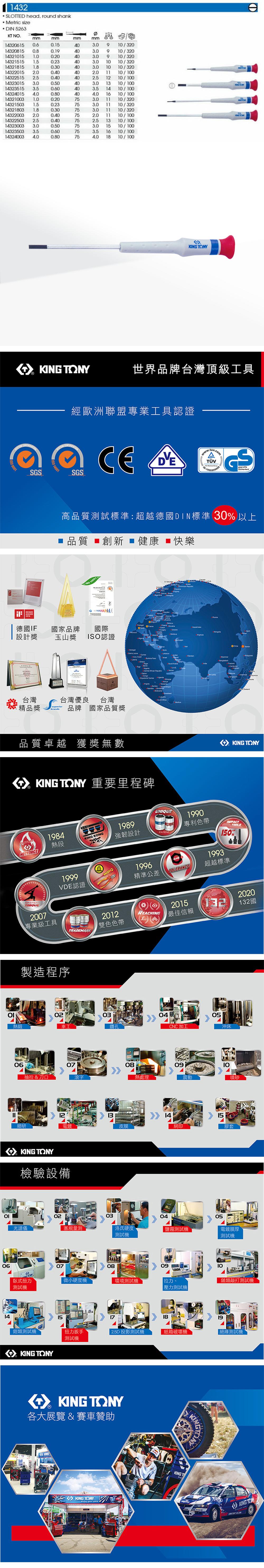 KING TONY 金統立工具 金統立 專業級工具 0.20*1.0*75mm 一字精密起子 KT14321003 - PChome 24h購物